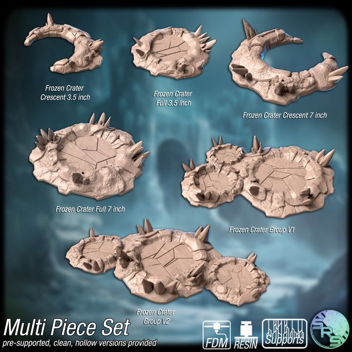 3D Printable Frozen Ruins Terrain Set by SRS Studios